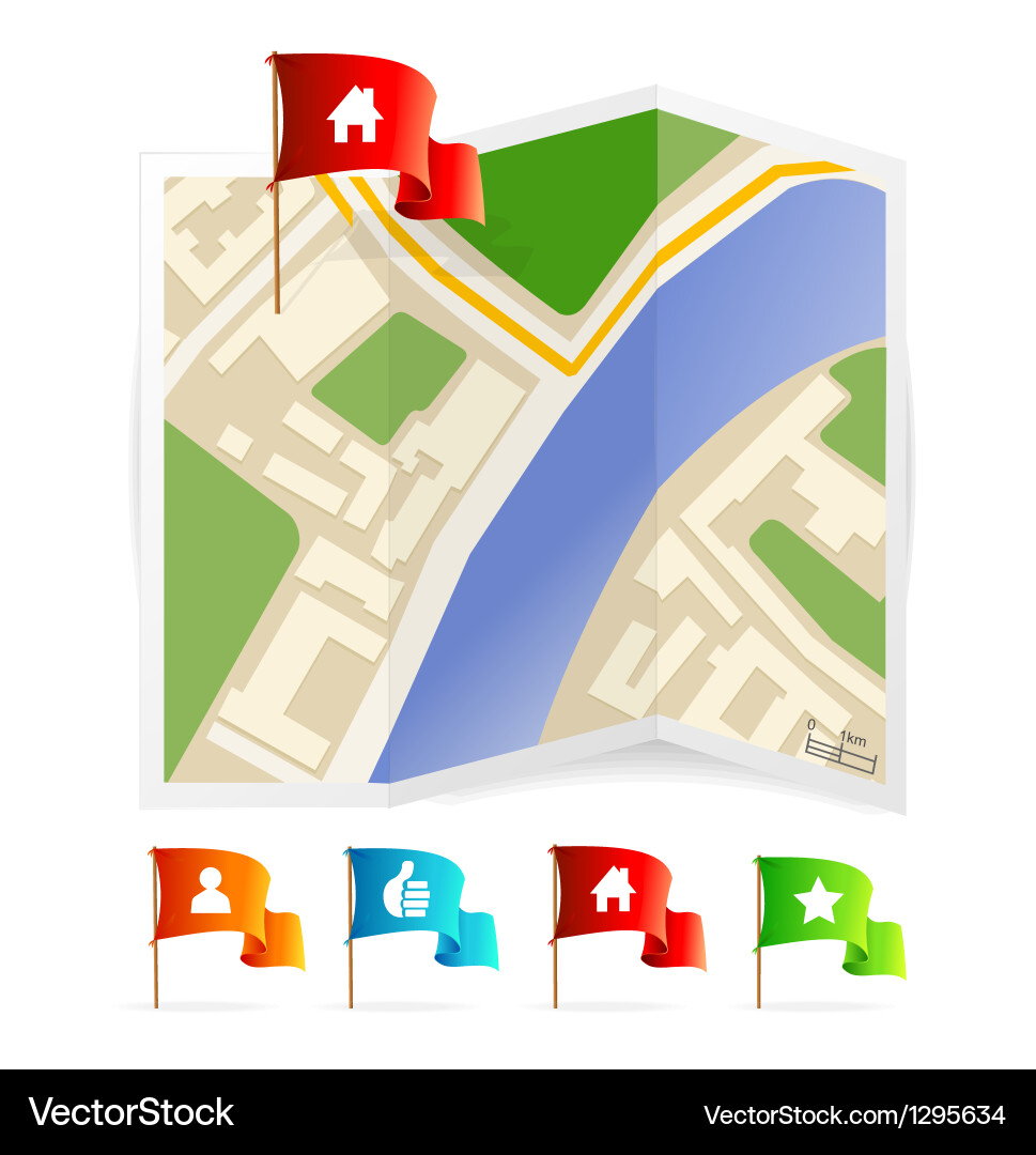 Map with navigation icons Royalty Free Vector Image