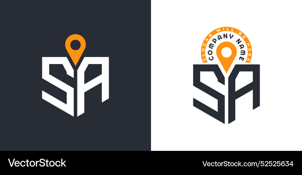 Sa location logo bundle letter dual icons Vector Image
