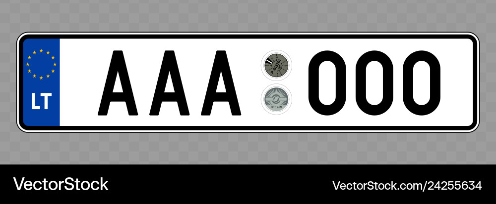 Vehicle number plate Royalty Free Vector Image