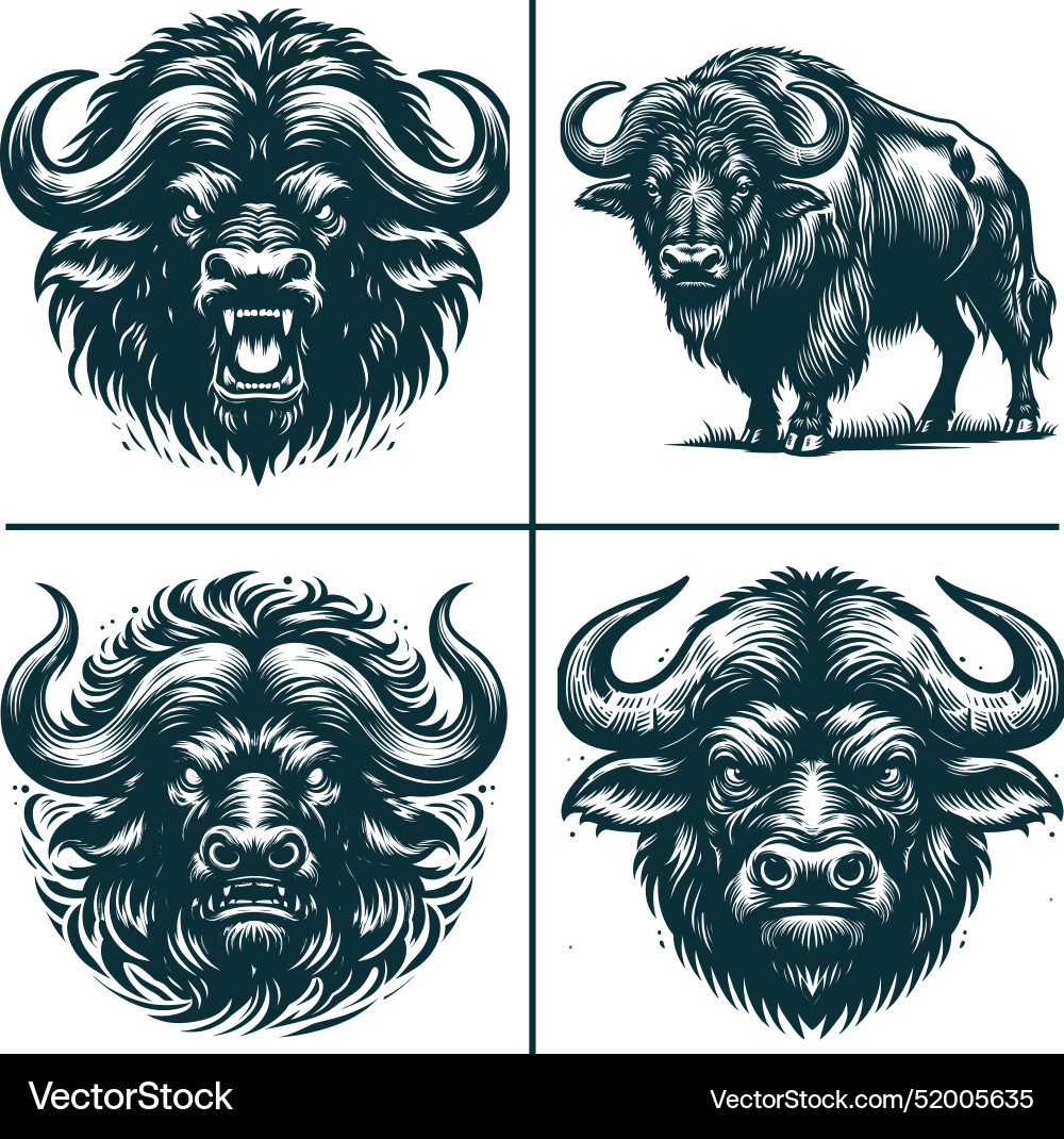Bison buffalo silhouette svg filesbuffalo Vector Image