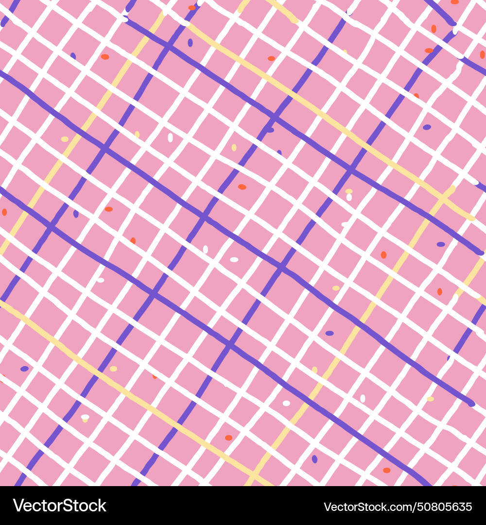 Hand drawn cute checkered pattern doodle Vector Image