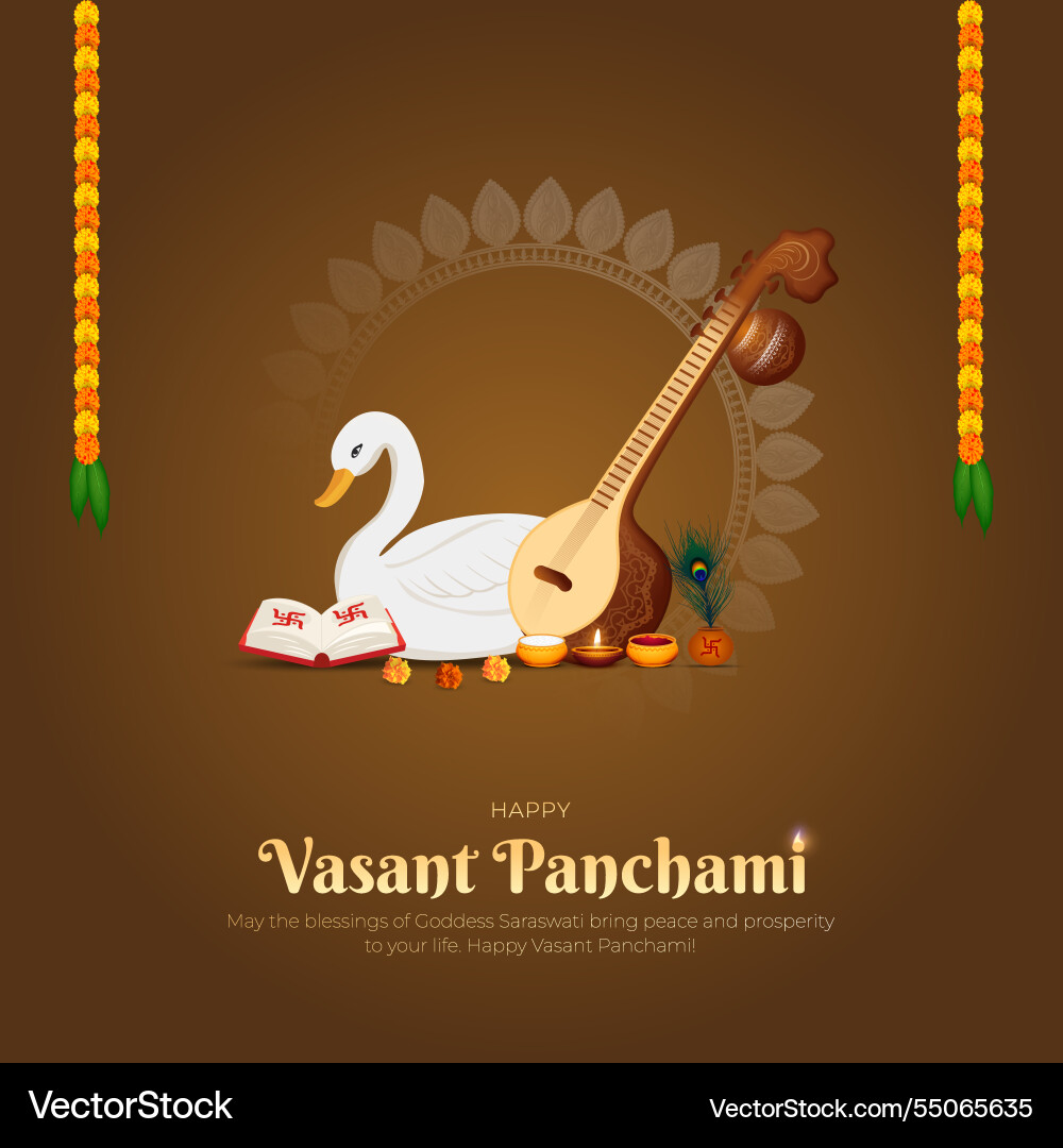 Happy vasant panchami post and flyer template Vector Image