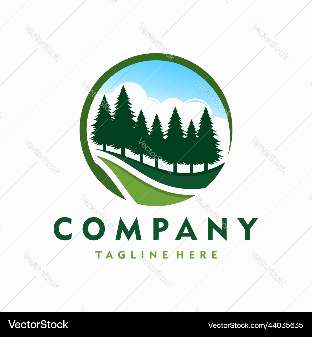 Landscaping logo in circle badge concept Vector Image