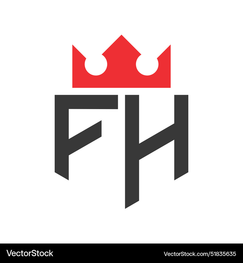 Letter fh crown logo Royalty Free Vector Image