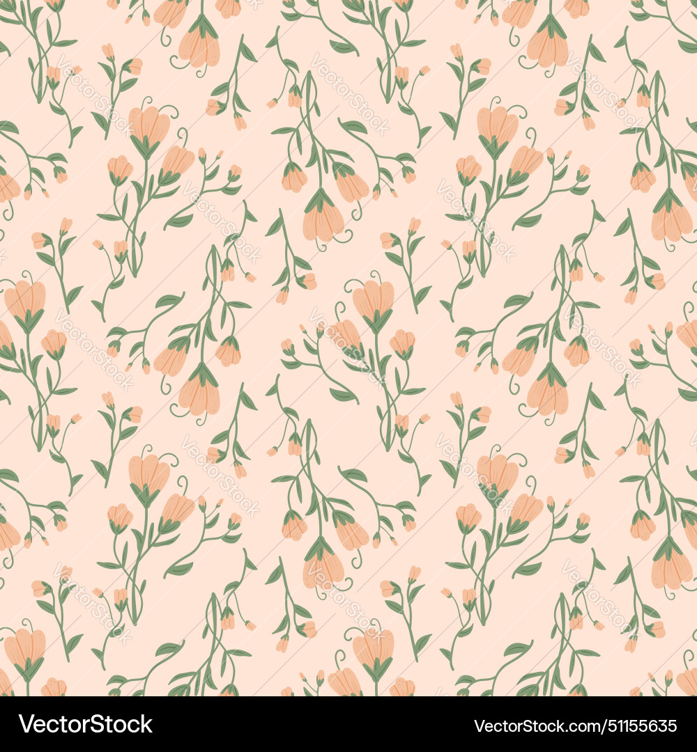 Peach fuzz flowers seamless pattern floral Vector Image