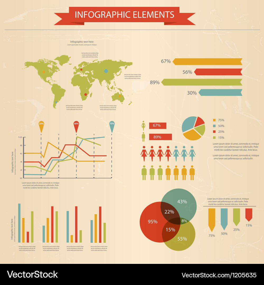 Retro infographics set 2 Royalty Free Vector Image