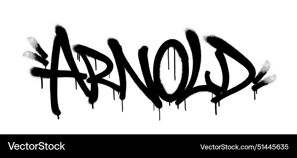Sprayed arnold name with overspray in black over Vector Image