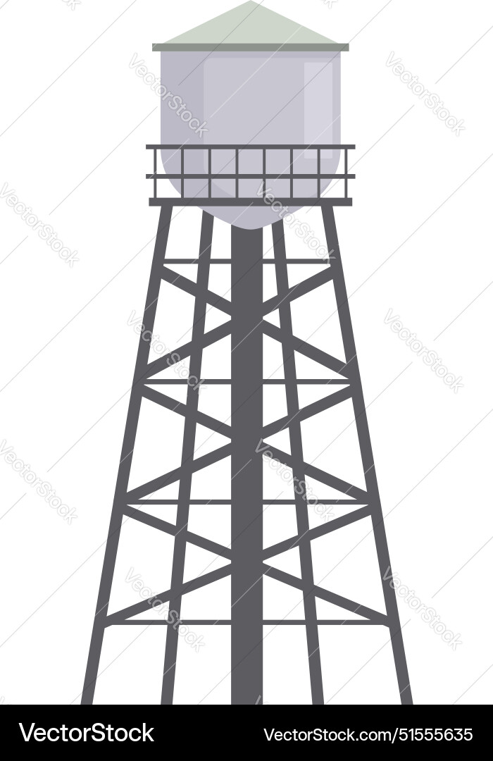 Water tower standing tall providing water storage Vector Image