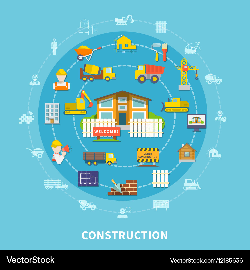Flat construction elements Royalty Free Vector Image