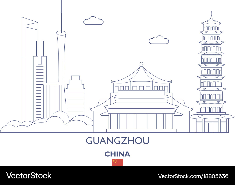 Guangzhou city skyline Royalty Free Vector Image