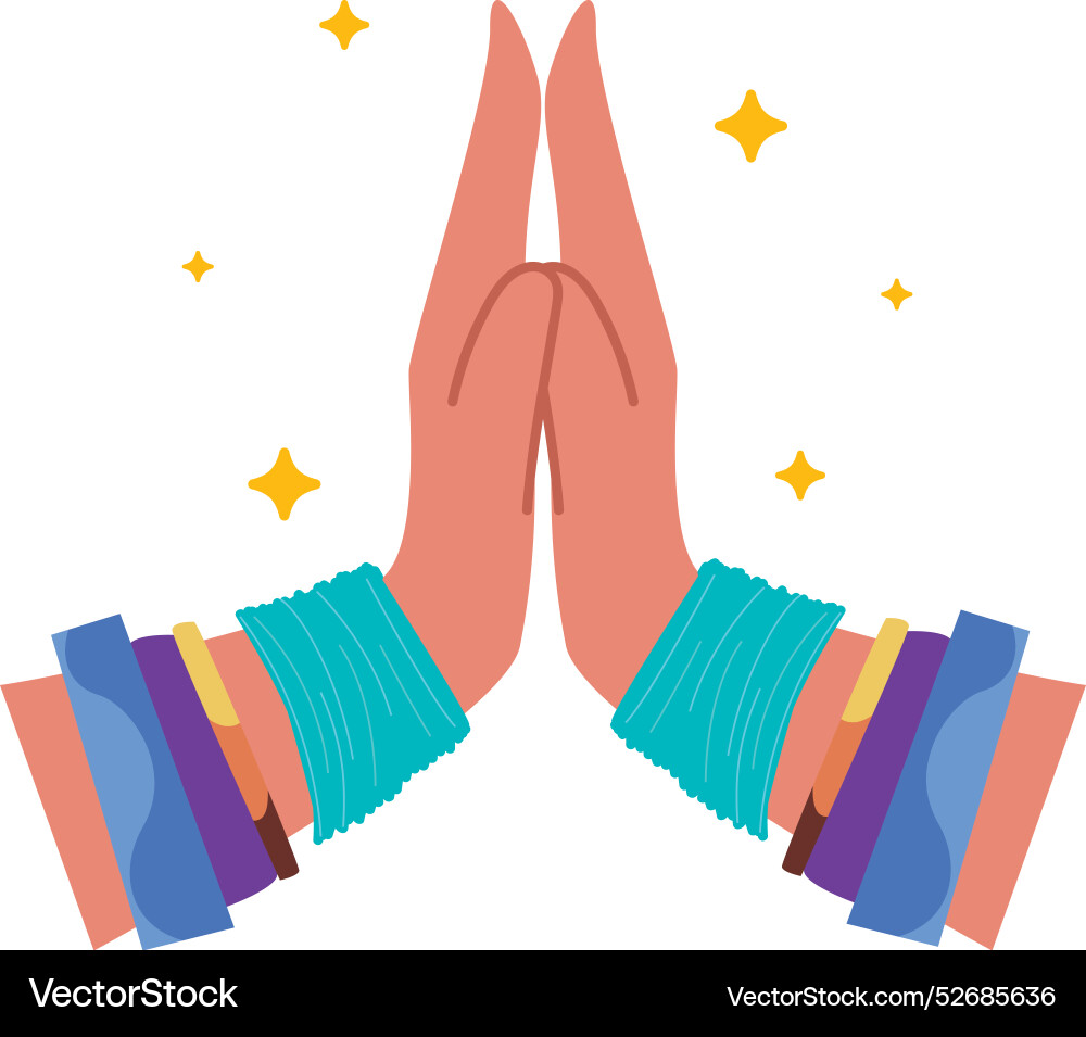 Hands namaste greeting culture Royalty Free Vector Image