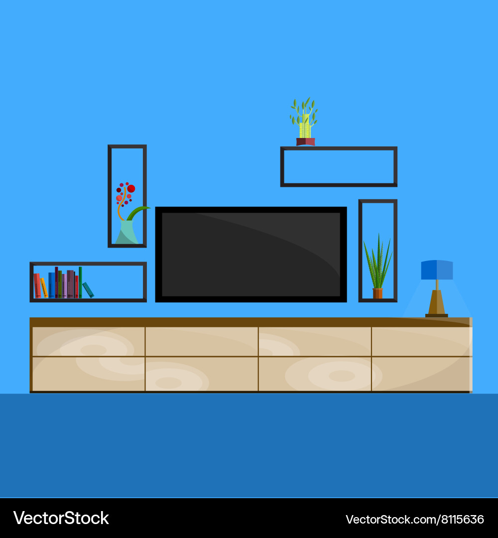 Living room interior modern flat design Royalty Free Vector