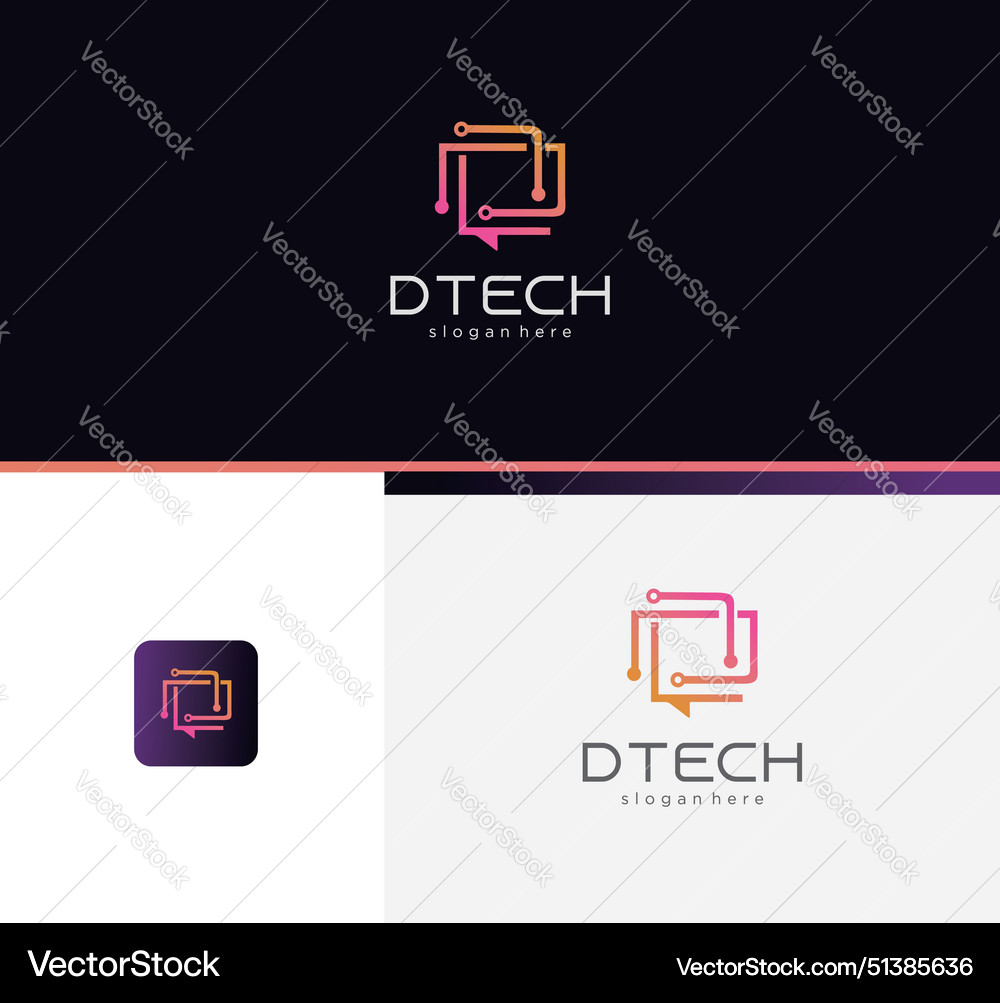 Modern letter d tech logo design technology icon Vector Image
