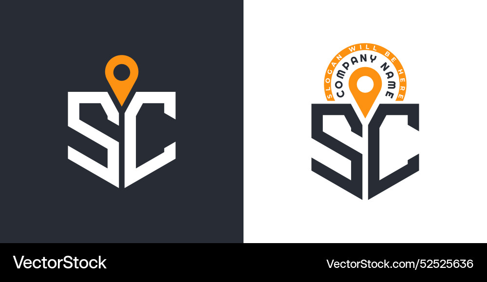Sc location logo bundle letter dual icons Vector Image