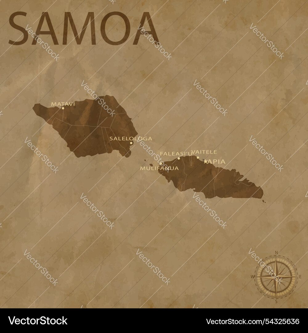 Vintage samoa map with regions borders and major Vector Image