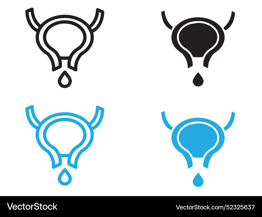 Bladder flush icon black and white outline sign Vector Image