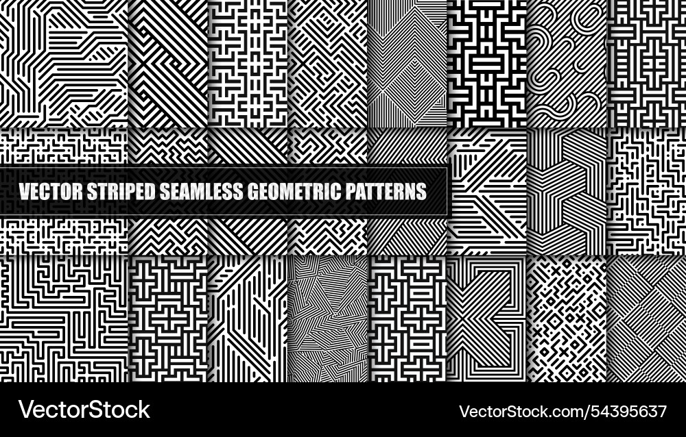 Collection of seamless geometric patterns Vector Image