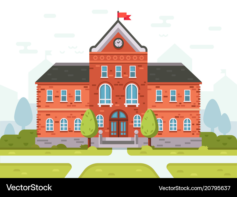 College campus for students or university building