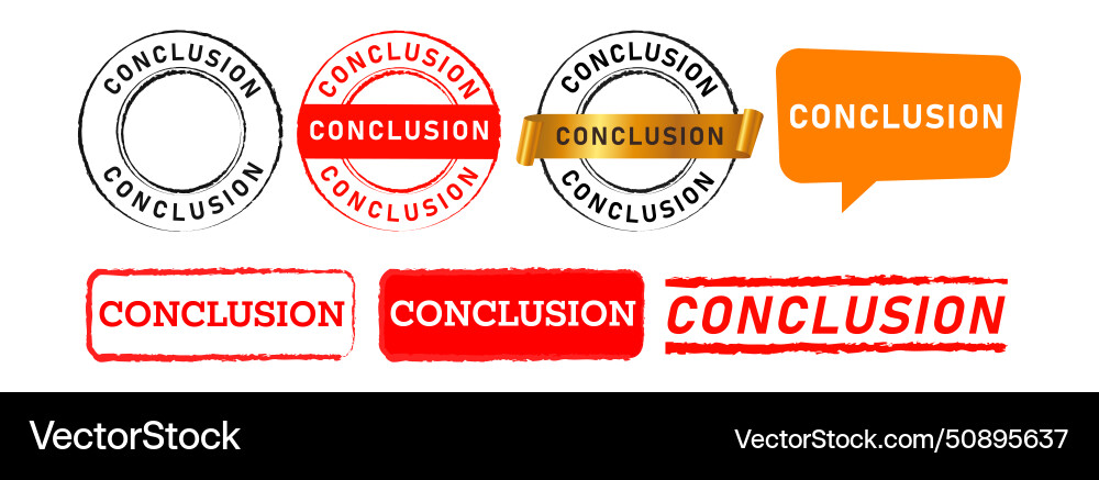 Conclusion rectangle circle stamp and speech Vector Image