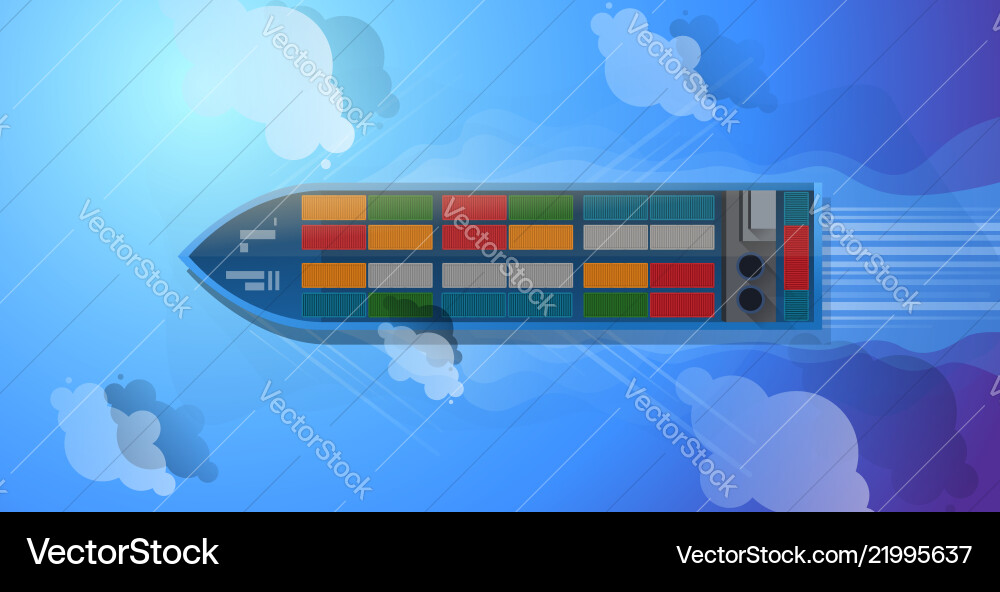 Container ship aerial top view cargo to harbor Vector Image