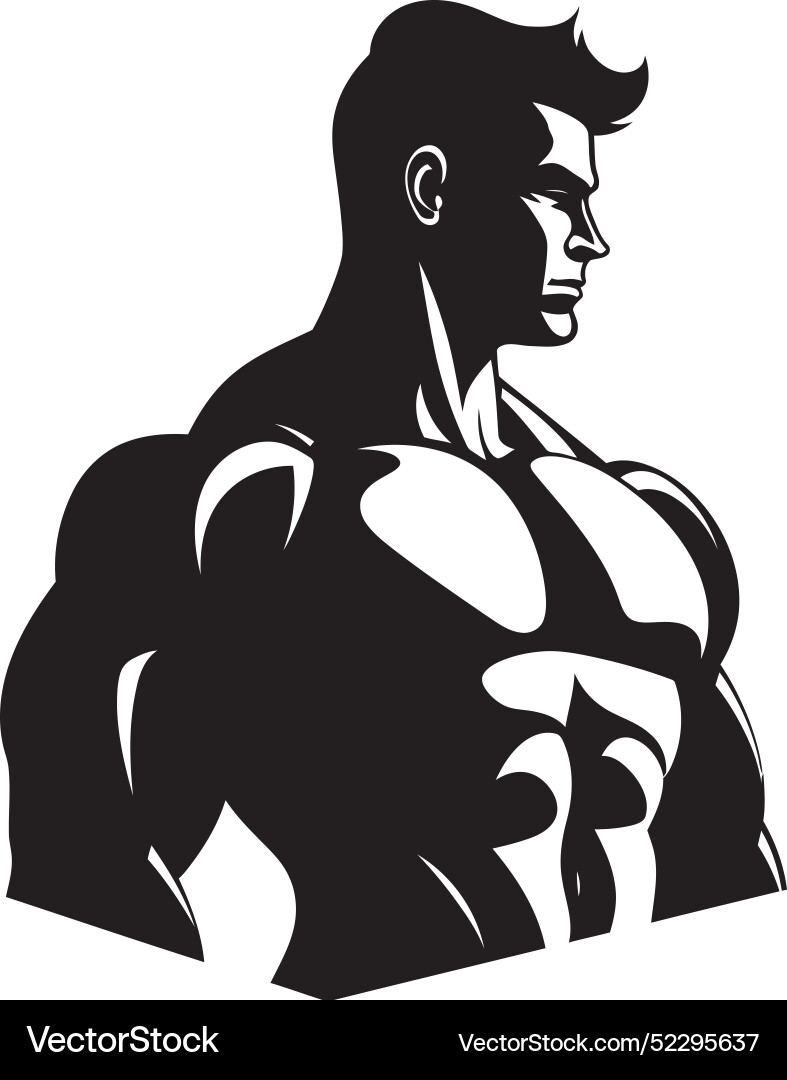 Dynamic silhouette ebony muscles vigor inked bo Vector Image