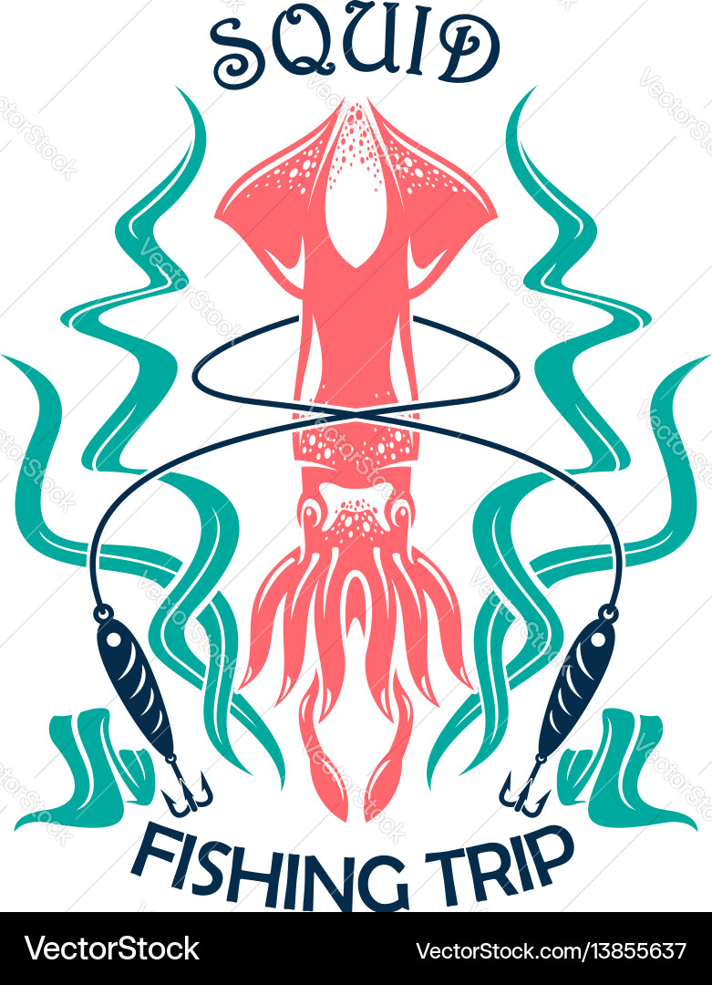 Fishing Squid Emblem Royalty Free Vector Image
