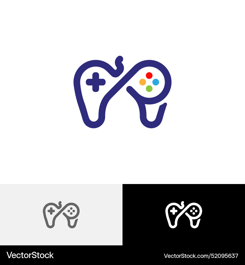 Infinite game pad logo icon design Royalty Free Vector Image