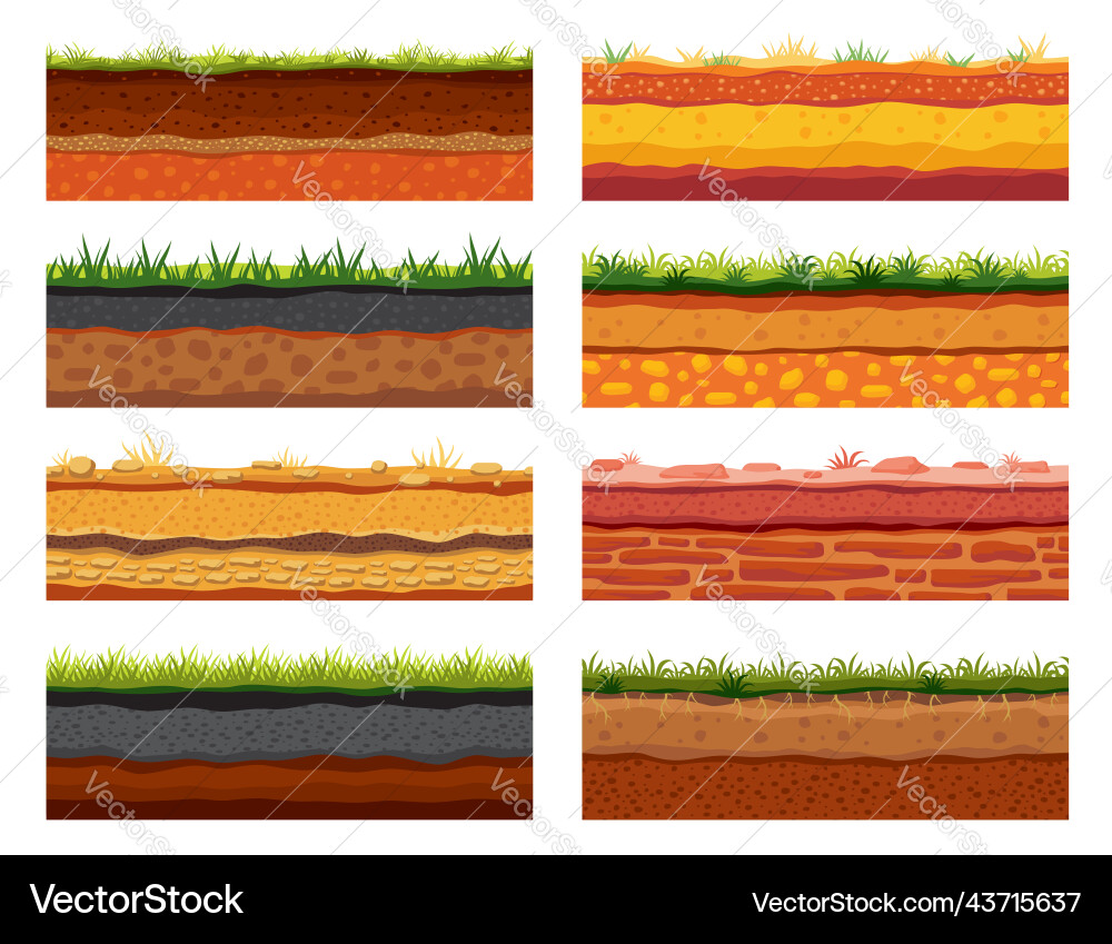 Soil ground layer game surface backgrounds Vector Image