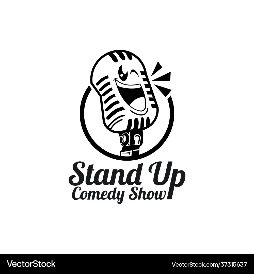 Stand up comedy logo design with funny microphone Vector Image