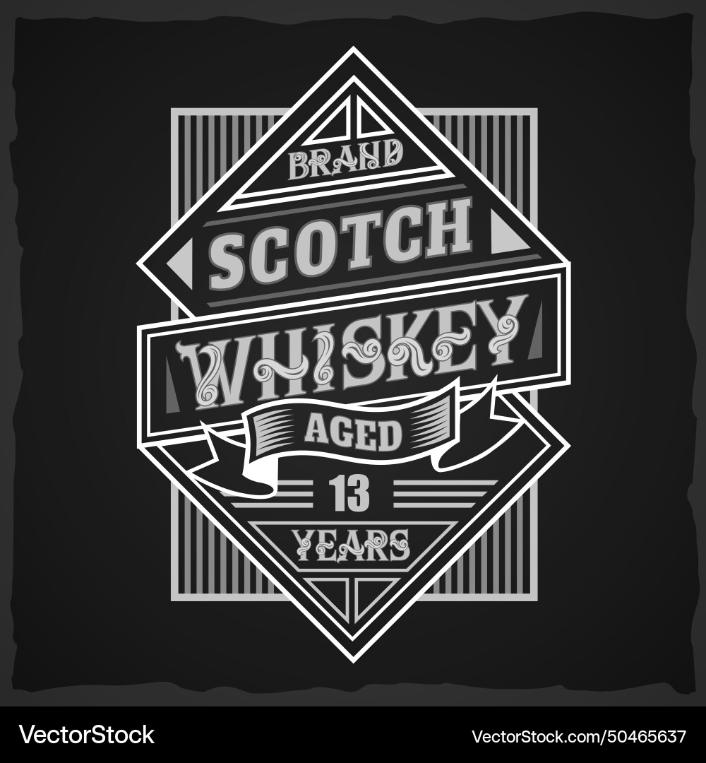 Vintage scotch whiskey label with lettering Vector Image