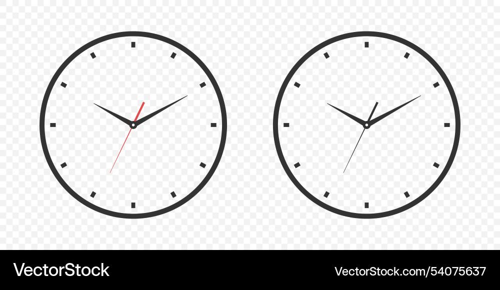 Wall office clock face set white and black Vector Image