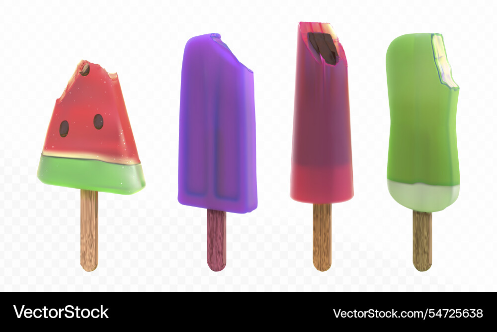 3d bite popsicle summer fruit ice cream Royalty Free Vector