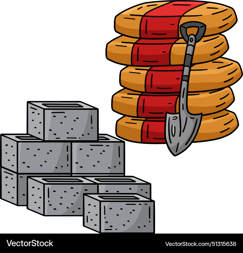 Construction cement and bricks cartoon clipart Vector Image