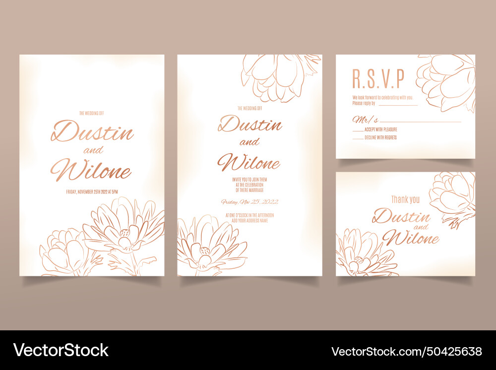Hand draw wedding invitation template Royalty Free Vector