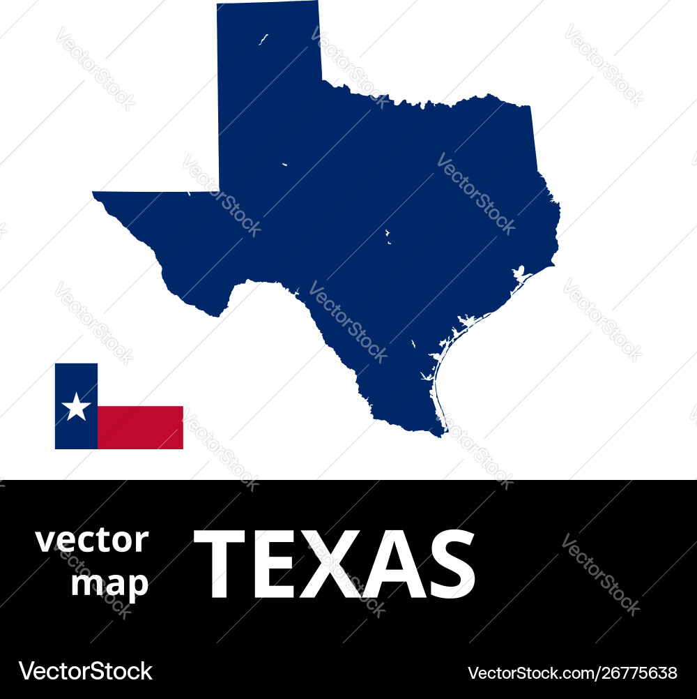 Texas map with state flag blue on white Royalty Free Vector