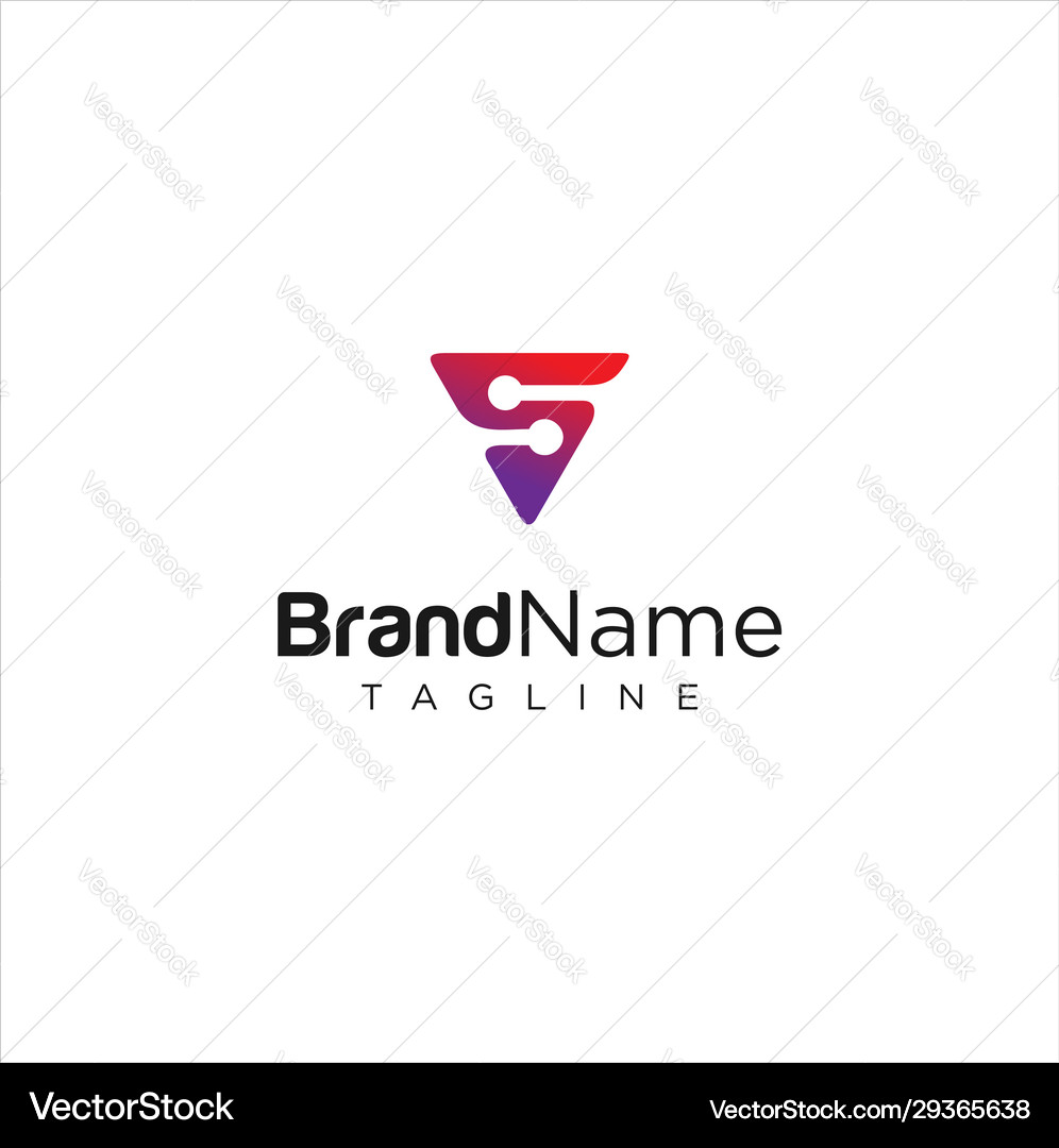 Triangle letter v tech logo stock Royalty Free Vector Image