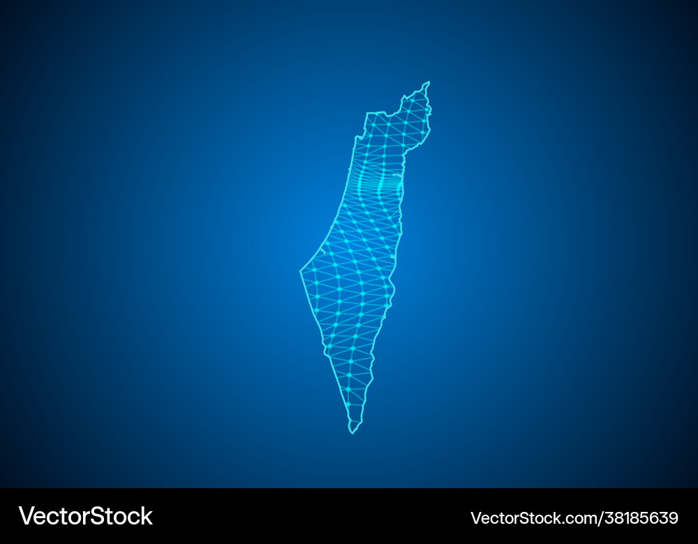 Abstract digital map palestine with particles Vector Image