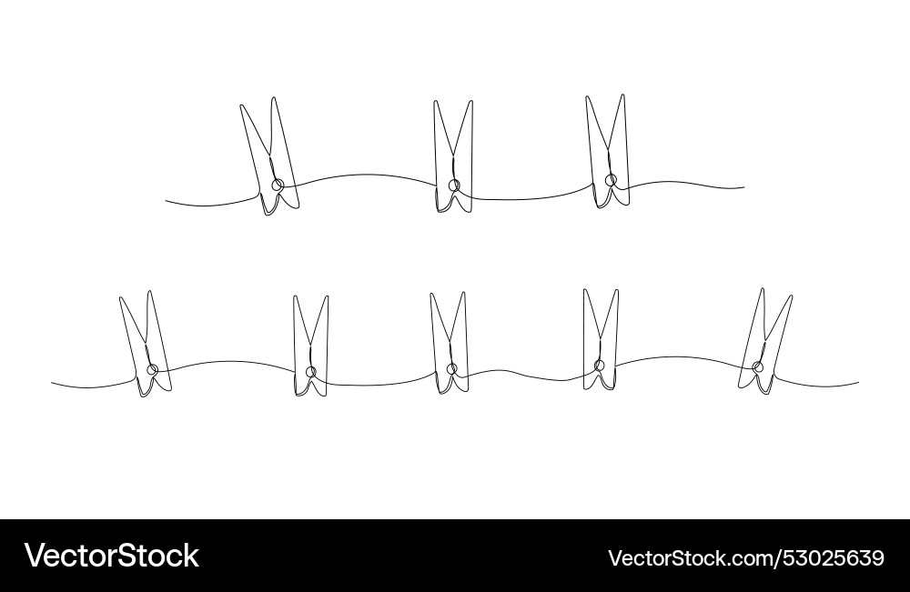 Clothesline with pins and peg one continuous line Vector Image