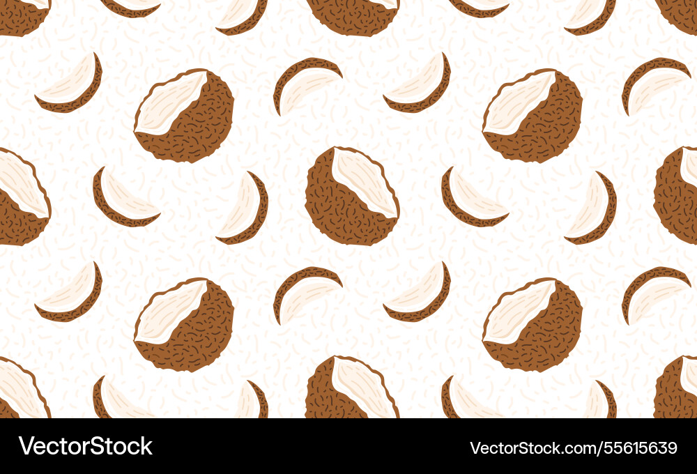 Coconut seamless pattern nuts and seeds Royalty Free Vector