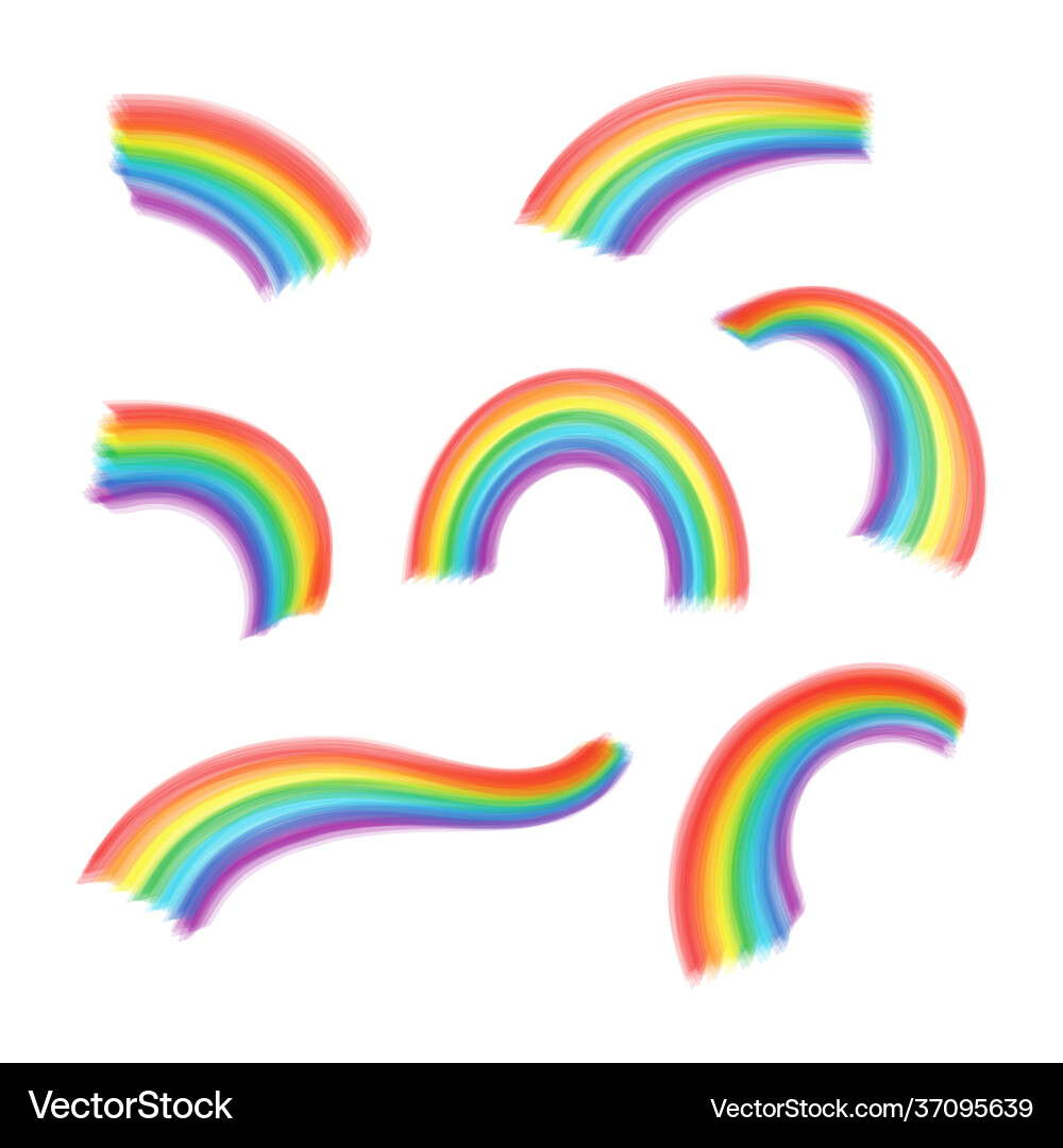 Collection rainbow arches different shapes Vector Image