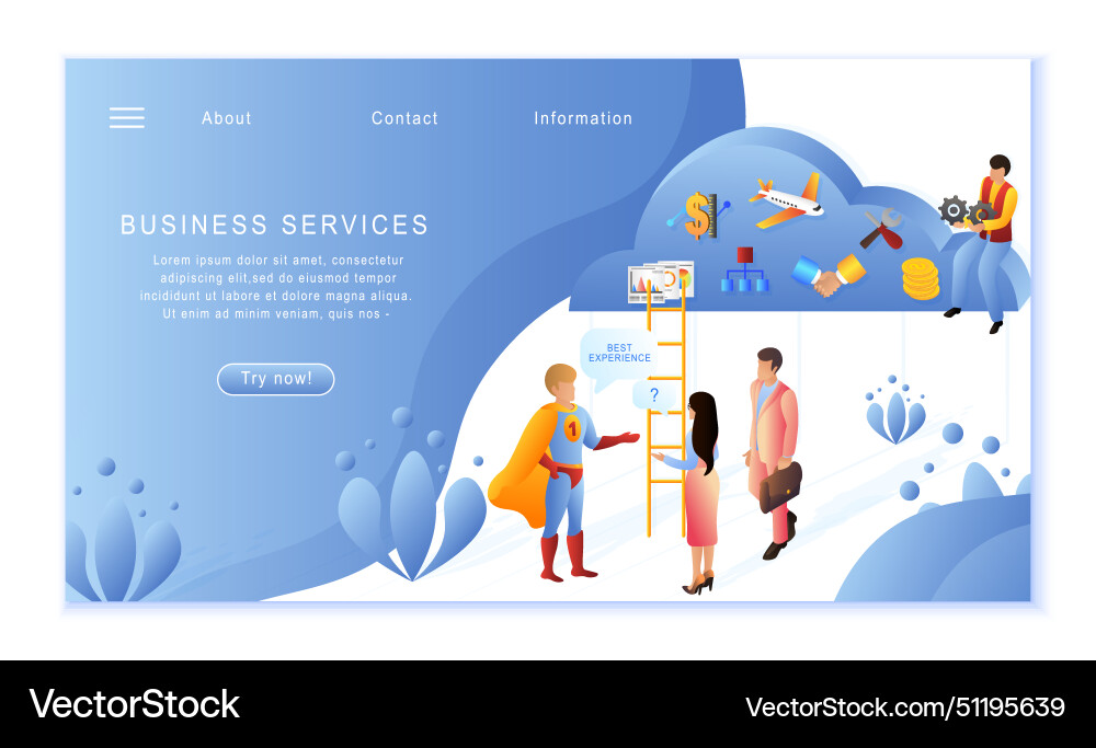 Creative website template of business services Vector Image