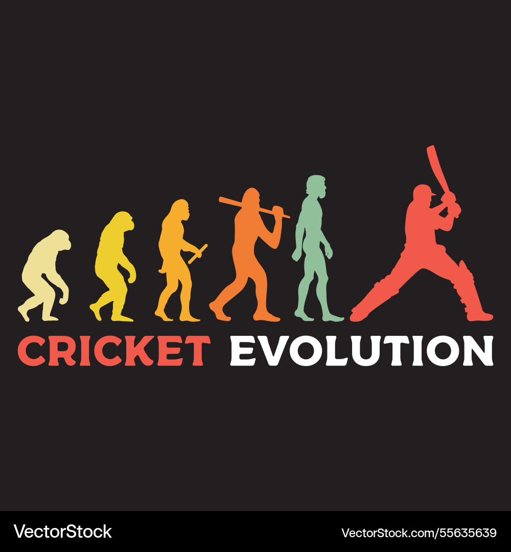 Cricket evolution t-shirt design Royalty Free Vector Image