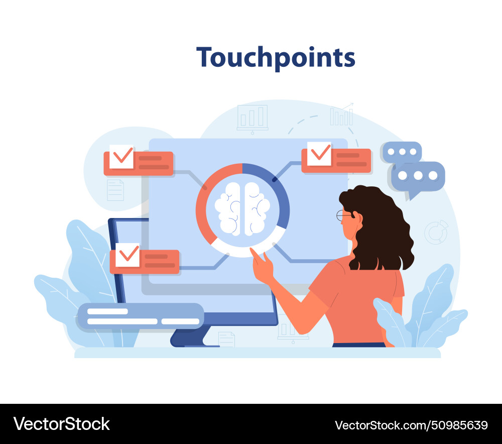 Focused woman pinpoints critical customer Vector Image Focused woman pinpoints critical customer Vector Image