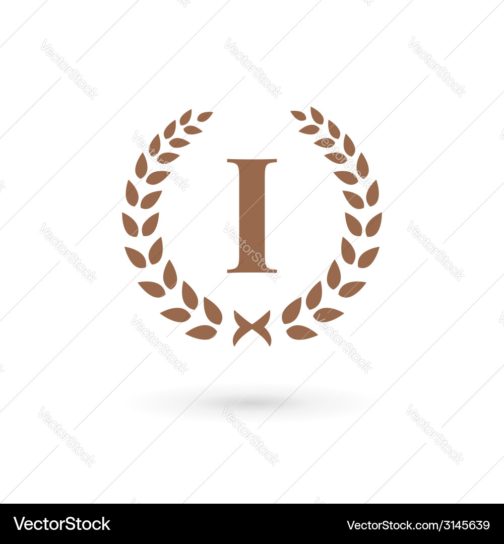 Buchstabe i Nummer eins 1 Lorbeerkranz Logo-Symbol