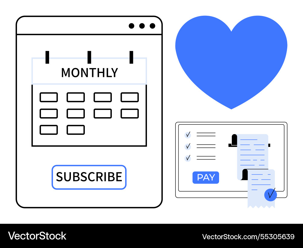 Monthly subscription service with payment Vector Image