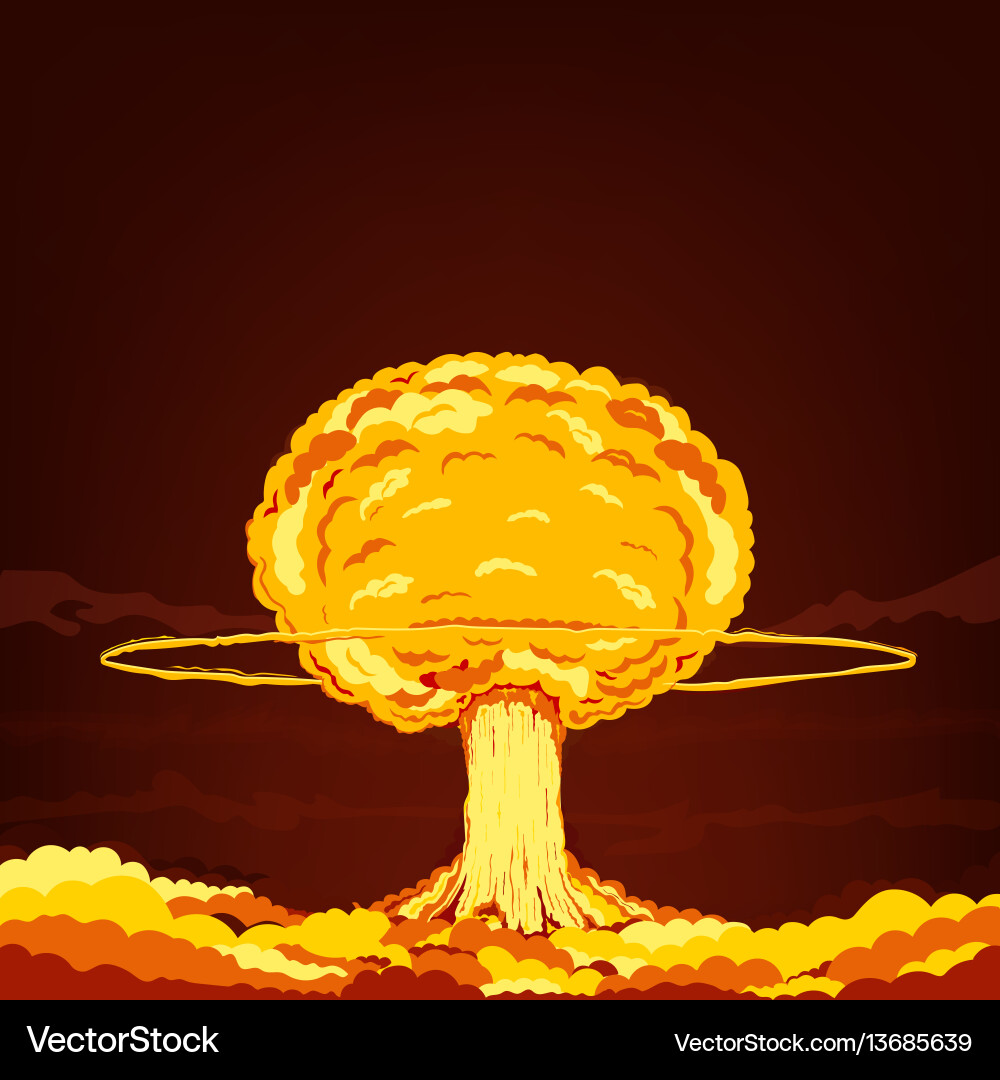 Nuclear explosion cartoon Royalty Free Vector Image