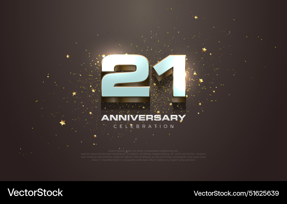 Number 21 in white wrapped shiny gold Royalty Free Vector