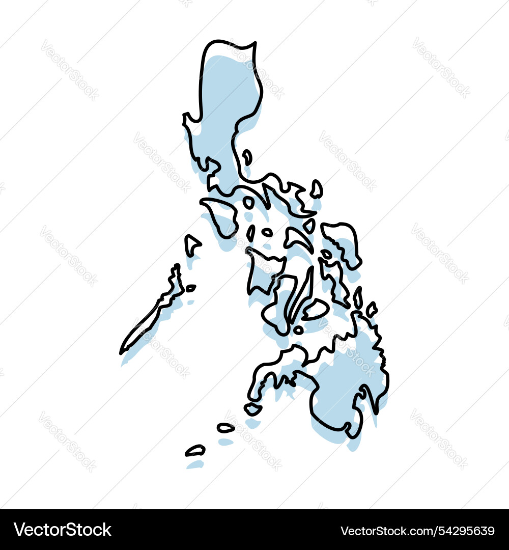 Philippines map with body and outline Royalty Free Vector