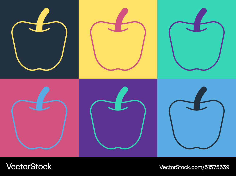Pop art apple icon isolated background Royalty Free Vector