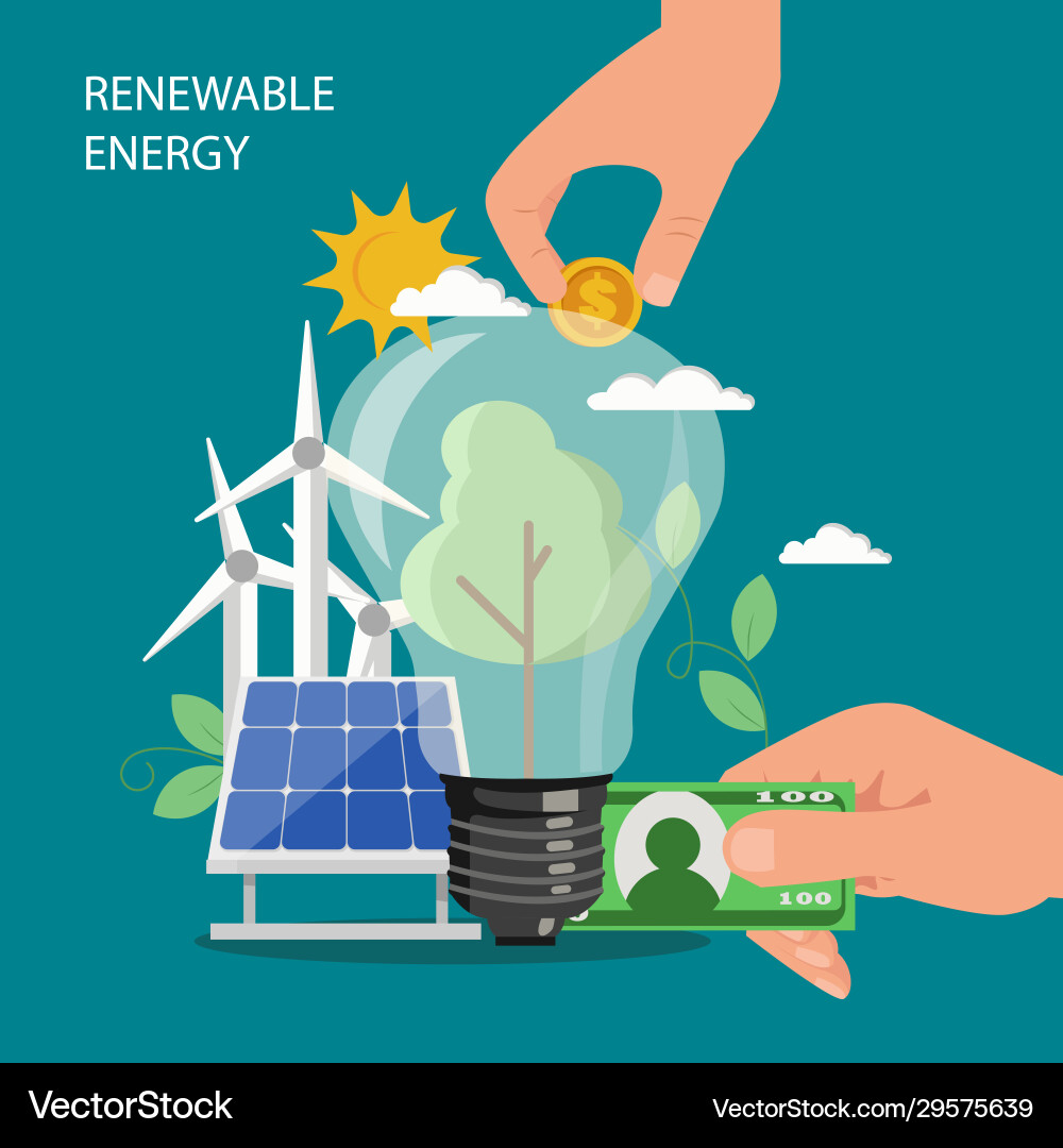 Renewable energy concept flat style Royalty Free Vector
